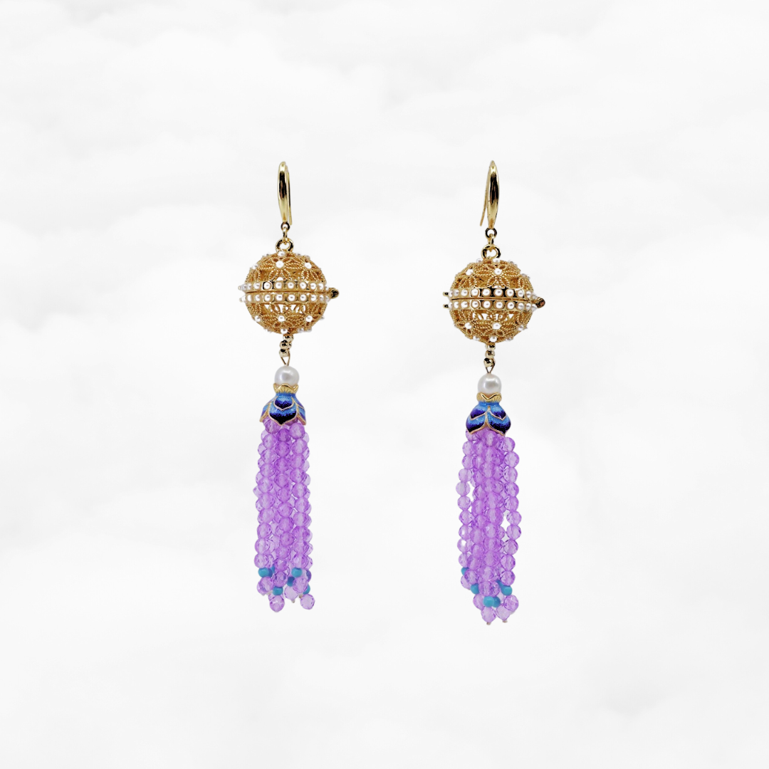 Lavender tassel earrings store