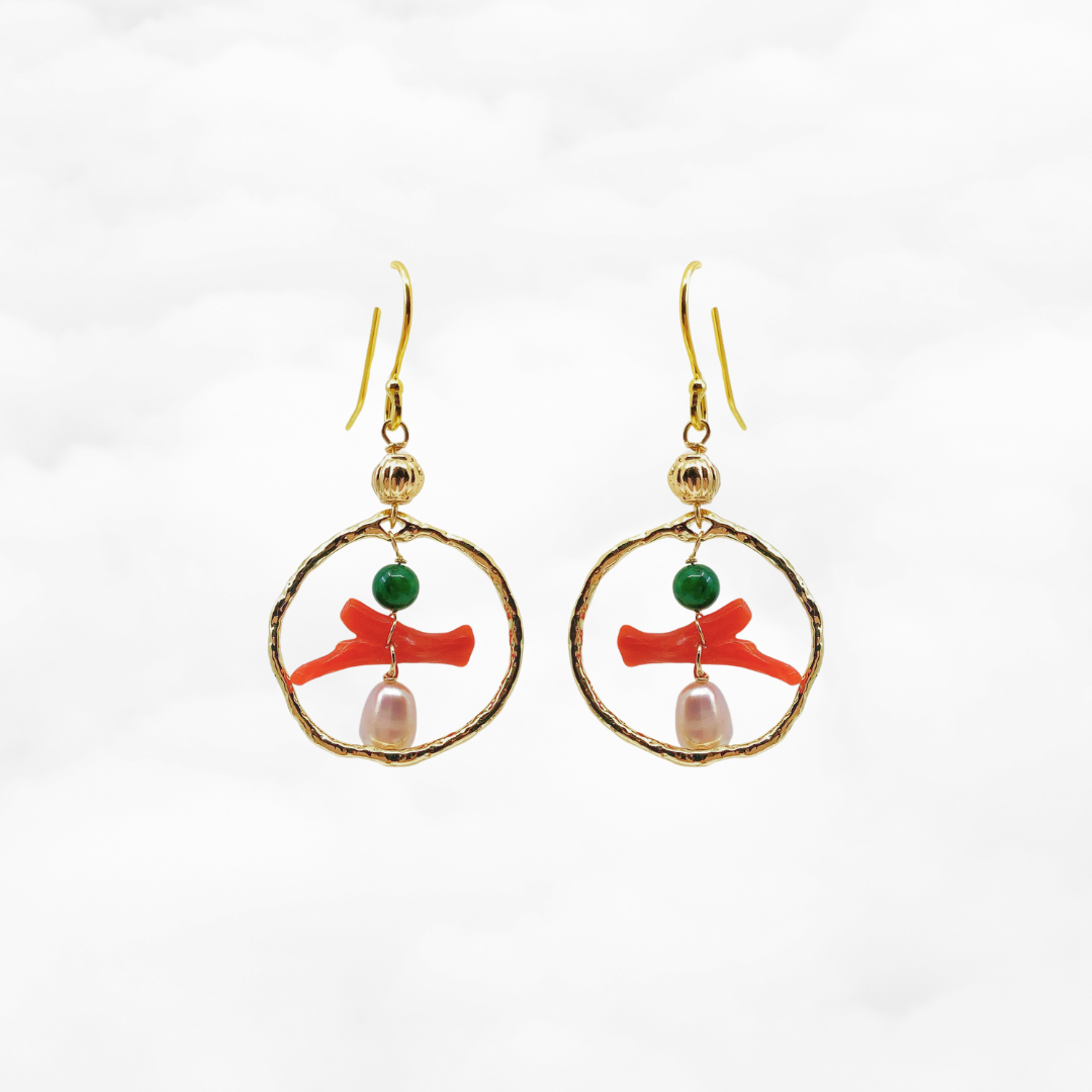 Coral chandelier earrings store