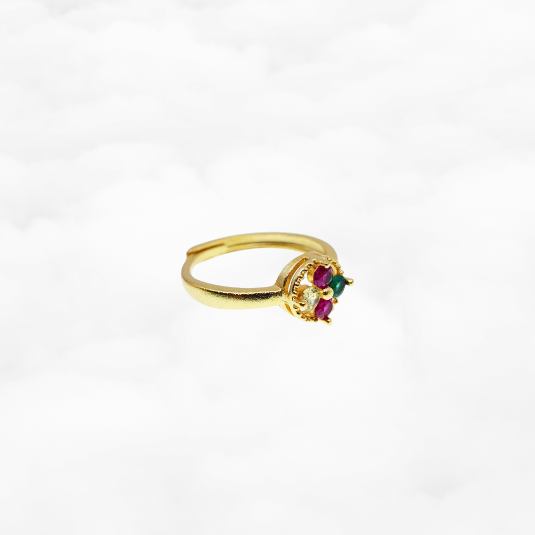 Gold Gemstone Flower Ring